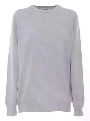 KANGRA Cotton Crew Neck Sweater With Elbow Patches - Grey