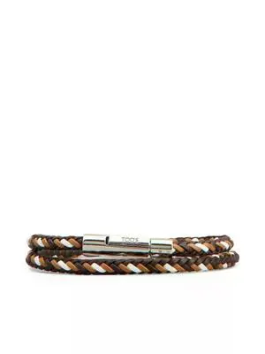 TOD'S Braided Leather Bracelet With -tone Clasp - Silver
