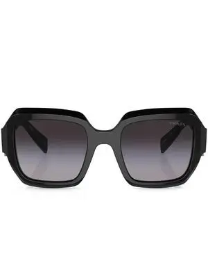 Prada Logo Print Oversize Frame Sunglasses - Black