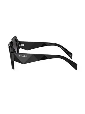 Prada Logo Print Oversize Frame Sunglasses