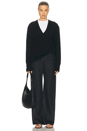 TOTEME Cashmere V-neck Knit Sweater - Black