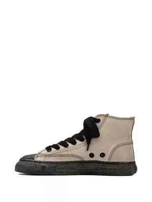 GENERAL SCALE. General Scale High-top Canvas Sneakers With Smudged Effect - Neutrals