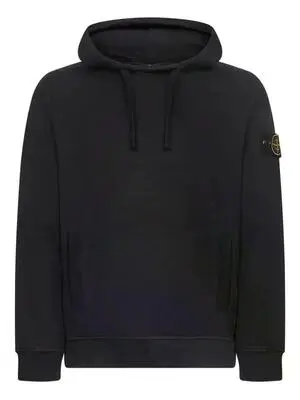 Stone Island Logo Patch Hoodie - Black