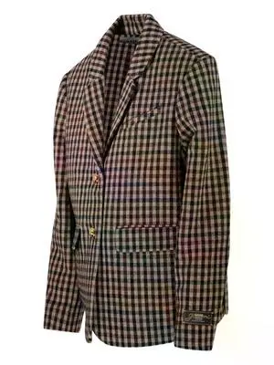 GANNI Gingham Check Buttoned Blazer