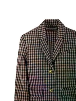 GANNI Gingham Check Buttoned Blazer