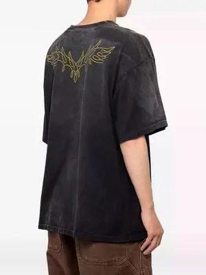 KAMIYA Rope Heart-logo Cotton T-shirt - Black