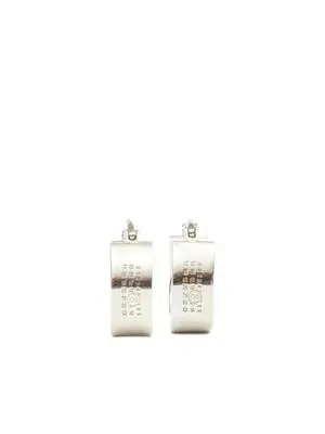 MAISON MARGIELA Engraved Logo Hoop Earrings - Silver
