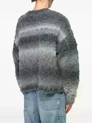 KAMIYA Ombre Striped Round Neck Sweater With Button Detailing - Black