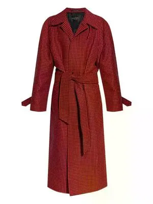 Balenciaga Houndstooth Pattern Belted Coat