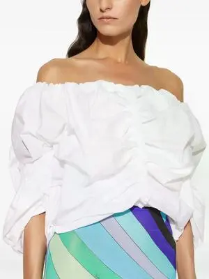 Emilio Pucci Iride-print Off-the-shoulder Mini Dress - White