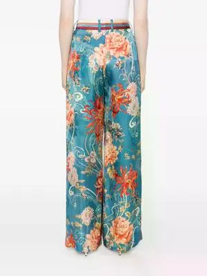 ALEMAIS Floral Print Pleated Wide Leg Trousers