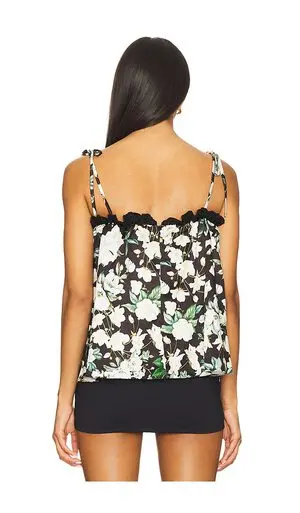 KIKA VARGAS Floral Print Satin Bustier Top With Tie Shoulder Straps