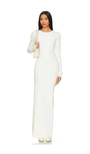 Eterne Long Sleeve Crewneck Maxi Dress - Cream
