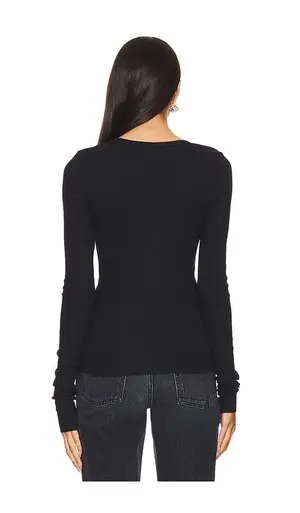 Eterne Long Sleeve Fitted Top - Black