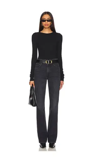 Eterne Long Sleeve Fitted Top - Black