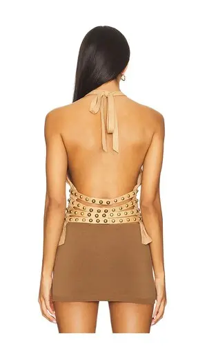 Tularosa Jaclyn Halter Top With Metallic Eyelet Accents