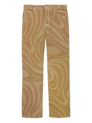 Emilio Pucci Marmo-print Straight-leg Cotton Canvas Trousers