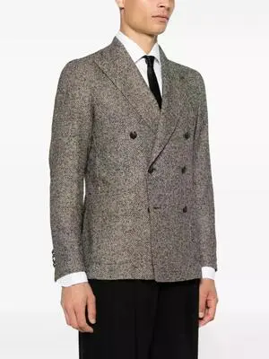 Tagliatore Double-breasted Textured Blazer - Brown