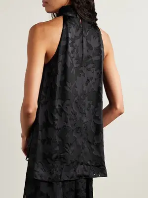 Adam Lippes Giulia Devoré-satin Halterneck Top
