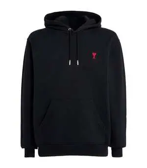 AMI Paris Cotton Hoodie With Embroidered De Coeur Logo - Black