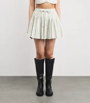 Sandro Embellished Pleated Mini Skirt - Beige