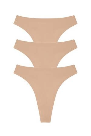NEGATIVE UNDERWEAR Base High Thong 3-pack - Buff