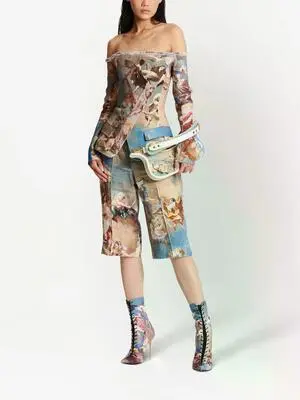 Balmain Sky-print High-waisted Shorts