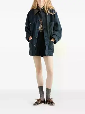 Prada Pleated Mini Skirt With Leather Pocket Detail