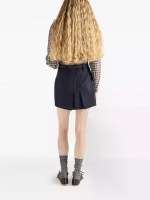 Prada Pleated Mini Skirt With Leather Pocket Detail