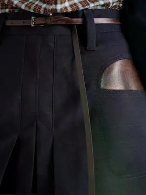 Prada Pleated Mini Skirt With Leather Pocket Detail