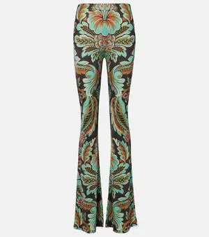 Etro Printed Crepe Jersey Flared Trousers