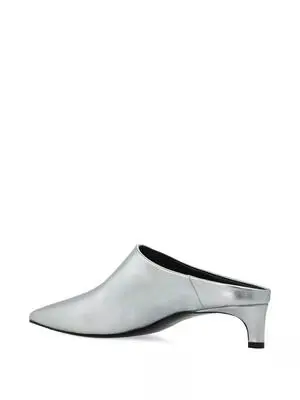 JIL SANDER Metallic Leather Pointed-toe Mules - Silver