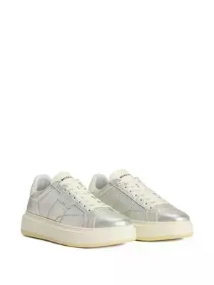 Woolrich Metallic Leather Platform Lace-up Sneakers - Silver