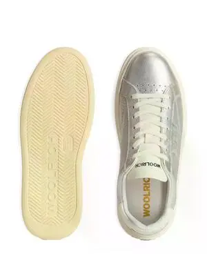 Woolrich Metallic Leather Platform Lace-up Sneakers - Silver