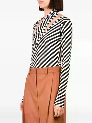 IOANA CIOLACU Diagonal Stripe Cut-out Bodysuit