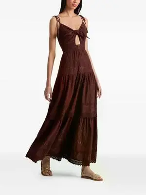 Alice + Olivia Minka Tie-front Embroidered Maxi Dress