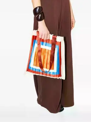 MULTITUDES BAGS Geometric Print Pleated Tote