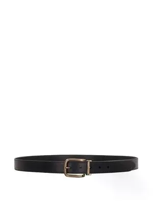 Dolce & Gabbana Leather Belt With Rectangular Buckle - Black