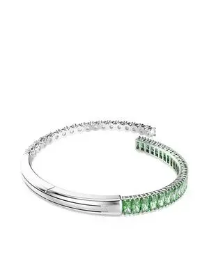 SWAROVSKI Matrix Emerald And Crystal Open Cuff Bracelet - Silver