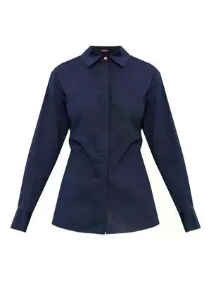 Cult Gaia Open-back Cinched Waist Shirt - Blue