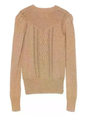 MARANT ETOILE Cable Knit Puff Sleeve Sweater