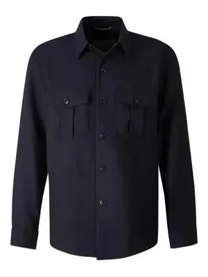Canali Chest-pockets Shirt Jacket - Blue