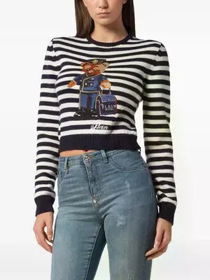 Philipp Plein Teddy Bear Jacquard Cropped Jumper - Blue