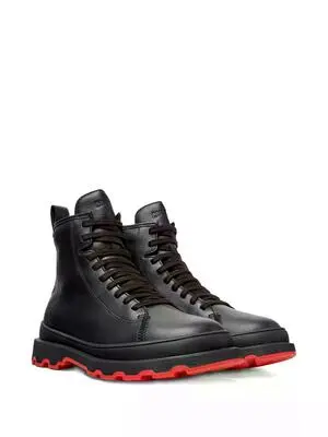 Camper Lace-up Leather Combat Boots - Black