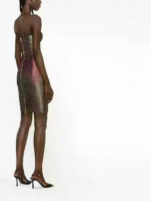 Balmain Embossed Crocodile Effect Strapless Crop Top