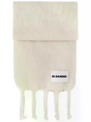 JIL SANDER Logo-patch Chunky-knit Scarf - Neutrals