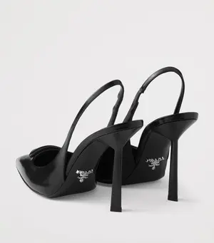 Prada Brushed Leather Slingback Pumps - Black