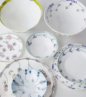 SERAX Midnight Flowers Anemone Milk Set Of 2 Starter Plates Marni