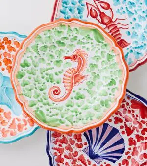 LES-OTTOMANS Dots Set Of 4 Ceramic Dinner Plates