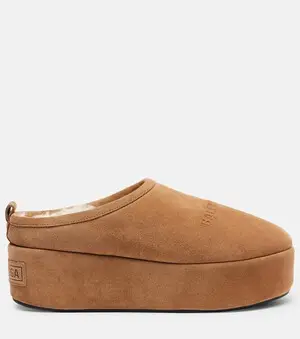 Balenciaga Alaska Suede Platform Mules - Brown